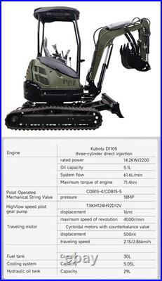 Excavators » Blog Archive » TYPHON TERROR XXV 2.5 Ton Mini Excavator KUBOTA D1105 Diesel Engine USA